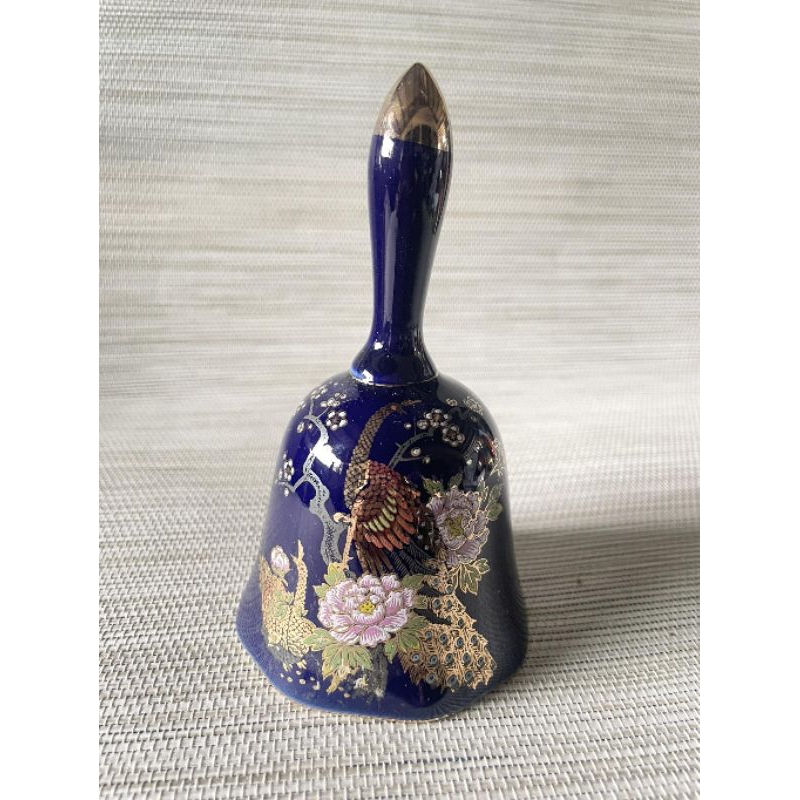 Vintage Cobalt Blue Gold Gilt Peacock Design Porcelain Dinner Bell ...