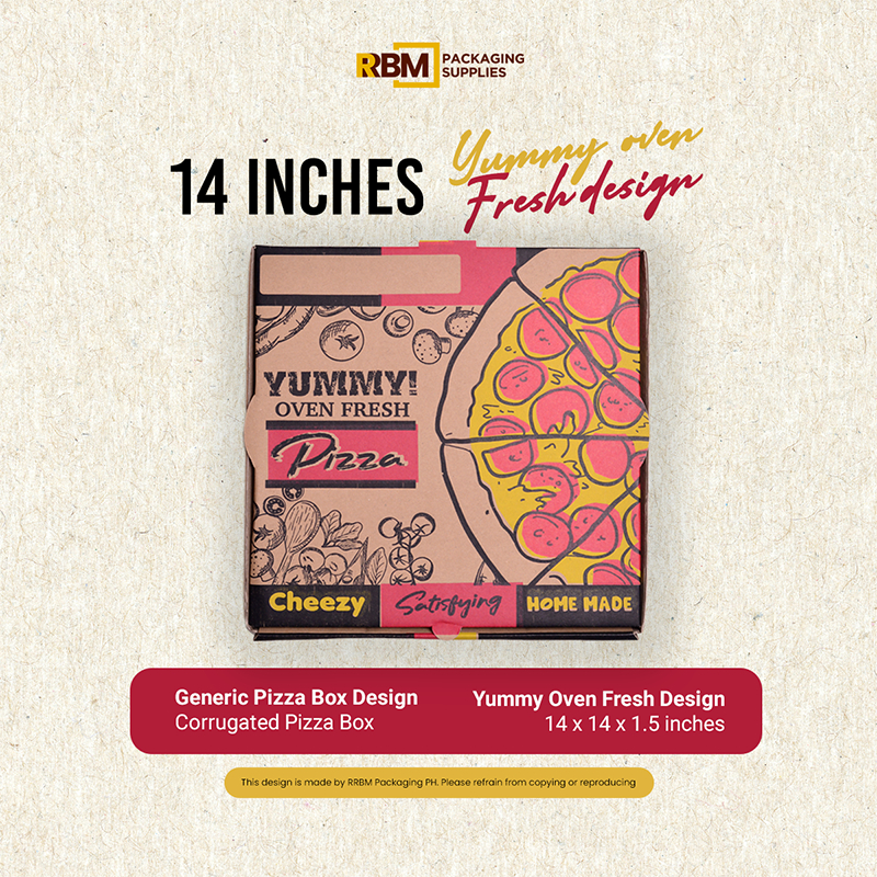 Pizza Box Corrugated - Yummy Oven Fresh Pizza Gen5 | 14 inches | 50pcs ...