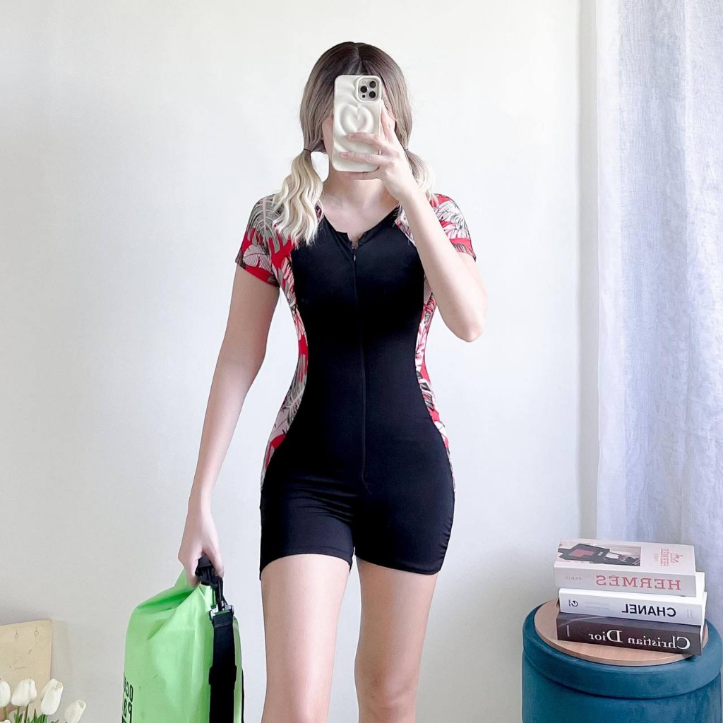 LESEKA Cora Zipper Rashguard Swimsuit For Womens nylon Spandex Fabric ...