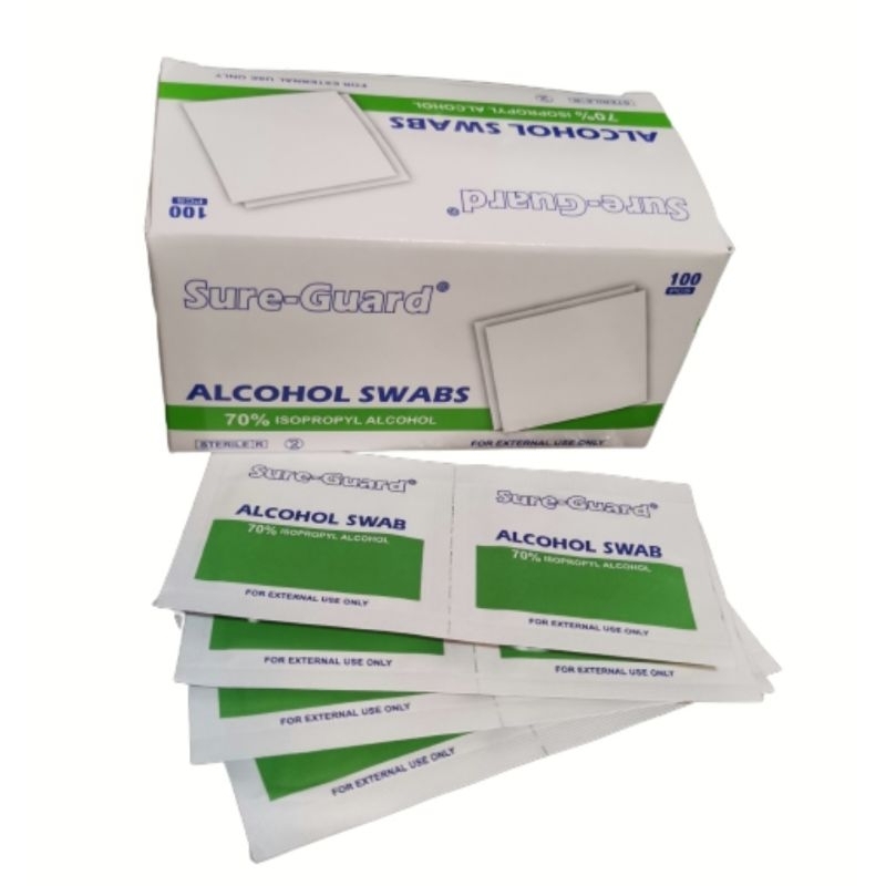 Isopropyl Alcohol Swab 70% isopropyl alcohol Sureguard 100pcs | Shopee Philippines