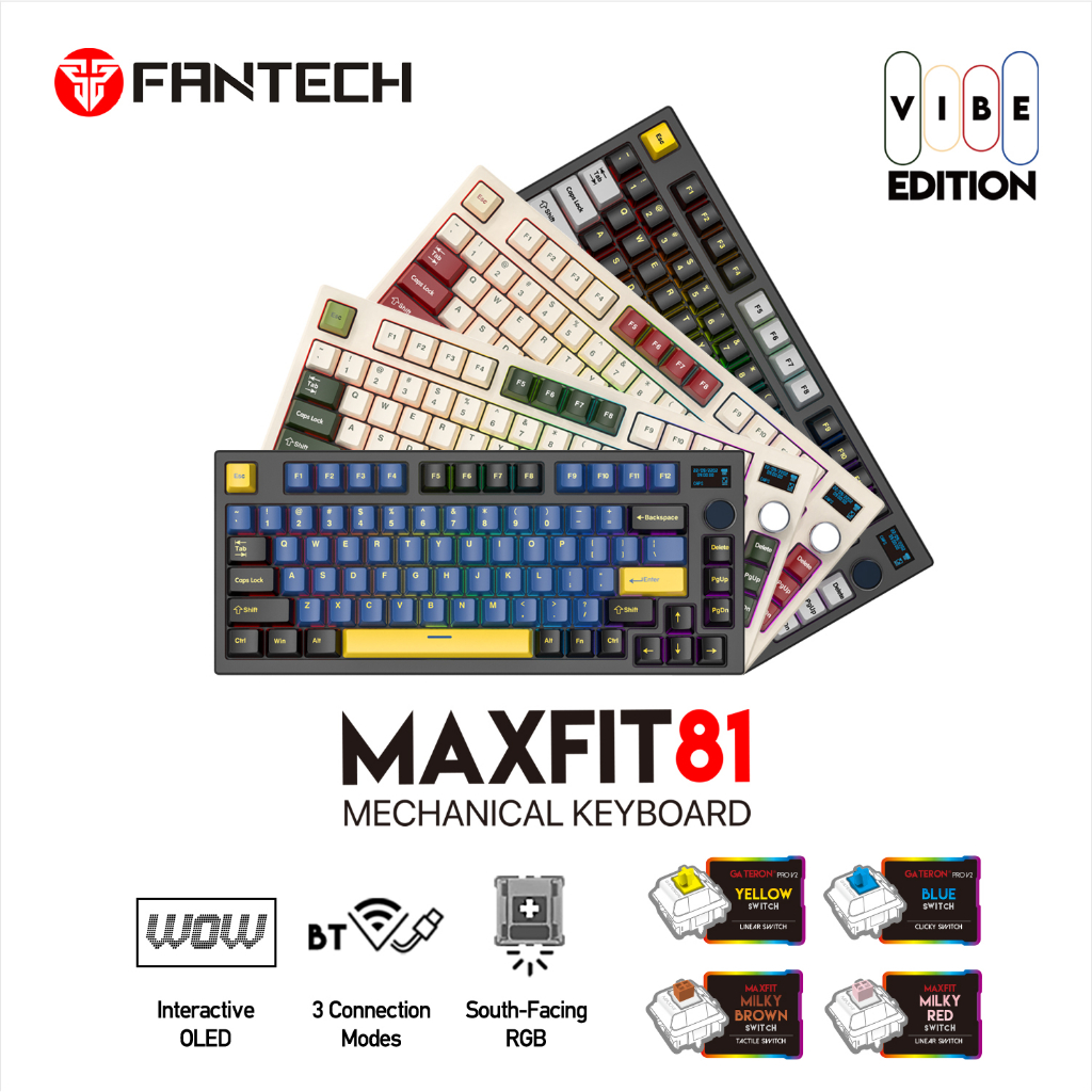 Fantech Maxfit81 MK910 Vibe Edition RGB Tri-mode Modular & Hotswappable ...