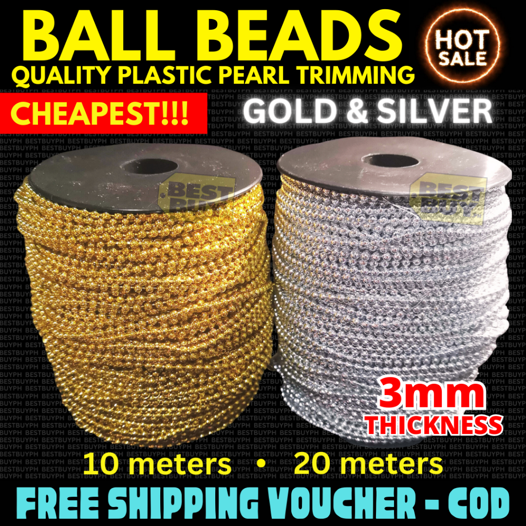 Silver/Gold Plastic Ball Beads / Pearl Trimming 3mm [ DIY Souvenir ...