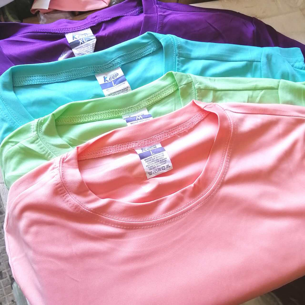 KEEP ACTIVE DRY PLAIN COLOR T-SHIRT PURPLE/PEACH/LIGHT GREEN/AQUA GREEN ...