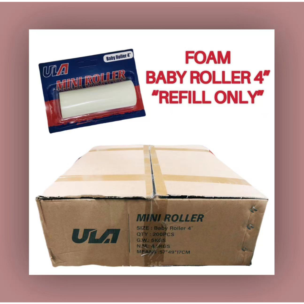 ULA MINI FOAM Baby Roller Brush 4” Inches REFILL ONLY (PER BOX) 200pcs ...