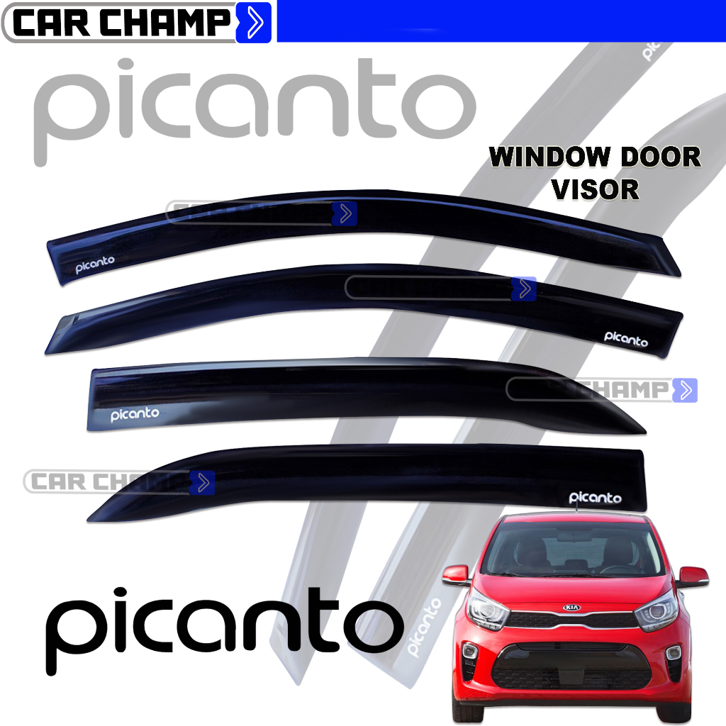 Kia Picanto 2018 to 2022 V1 OEM Window Door Visor Black 2019 2020 2021 ...