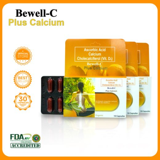 Bewell-C Plus CALCIUM 3 in 1 vitamin 1000mg 3 flaps, 30 Capsules | Shopee Philippines