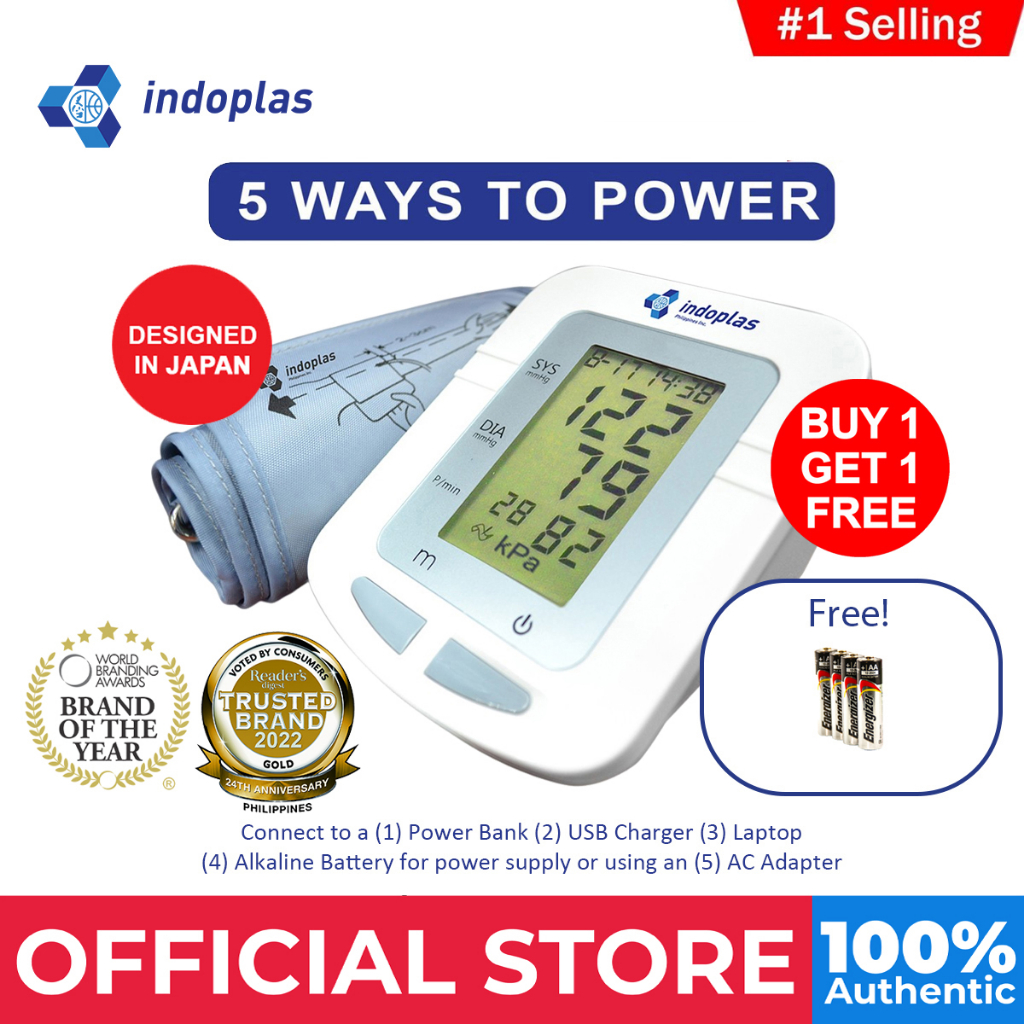 Indoplas Automatic Blood Pressure Monitor BP105 - BUY1TAKE1 | Shopee ...