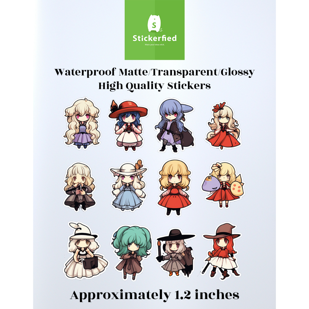 12 Touhou Project Inspired Lolita Dress Characters Waterproof Vinyl ...