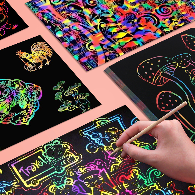 A4 Colorful scraping paper children diy handmade creative graffiti fun ...