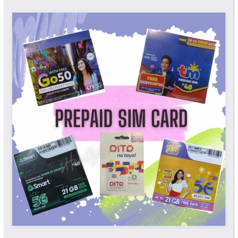 5G PREPAID SIM CAR GLOBE /TM/SMART/TNT/DITO SIM | Shopee Philippines