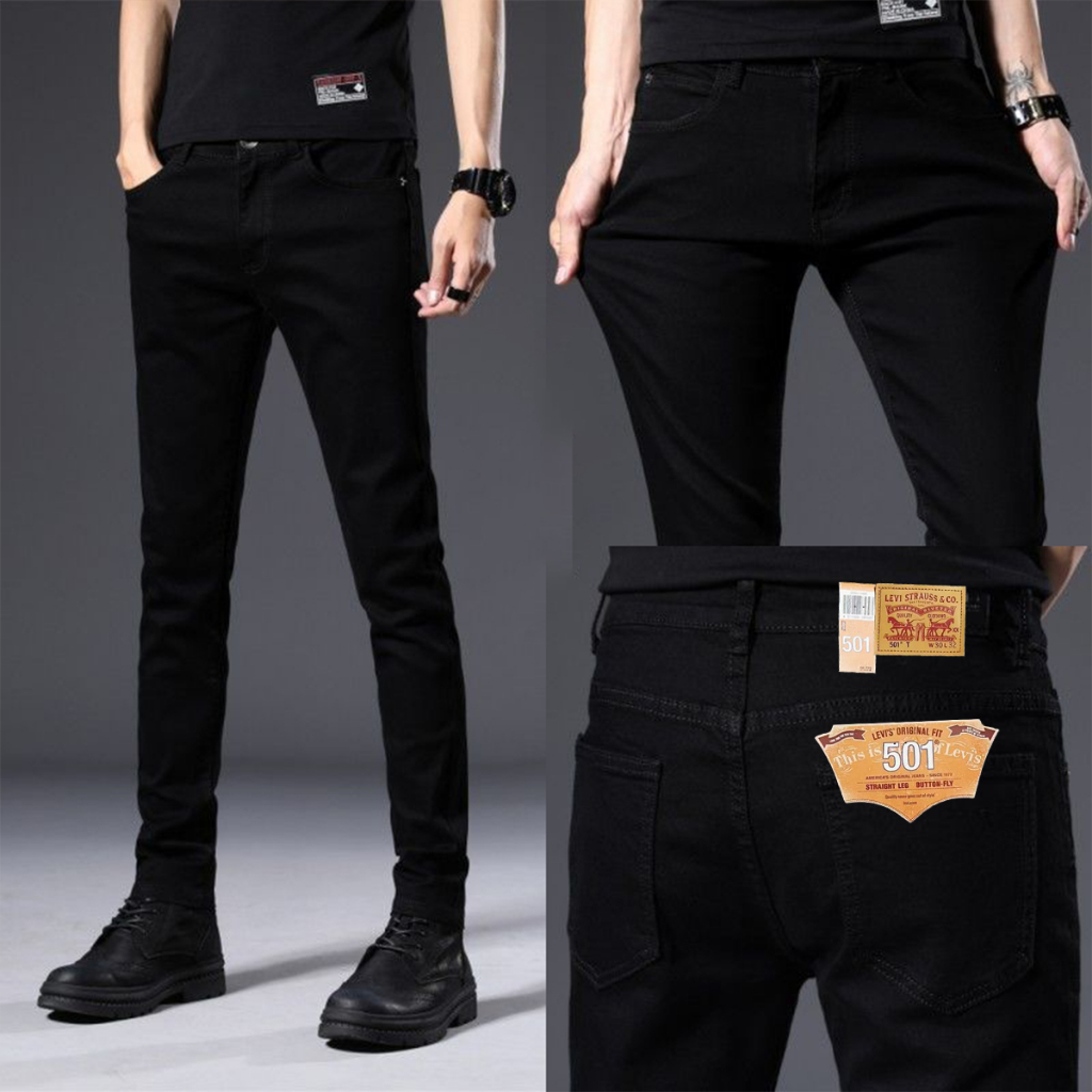 Men's Black Trousers High Quality Stretch Maong Skinny Jeans Actual ...