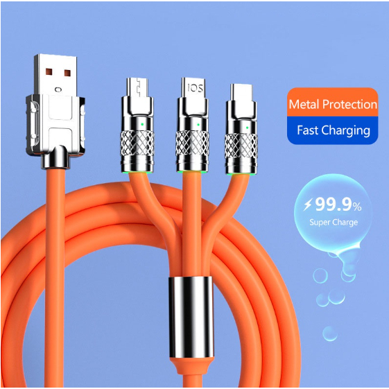 JH 120W 3in 1cable Original USB Liquid Silicone Cable Metal 6A Type C ...