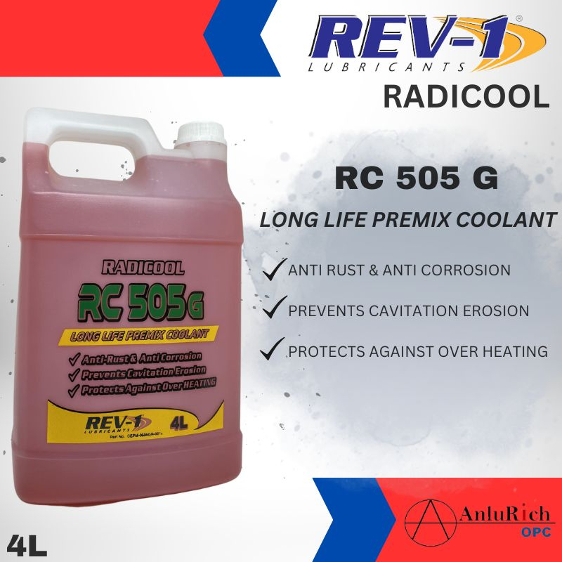 REV 1 Radicool RC 505G Long Life Premix Coolant 4L Part No: CEPM-0505GR ...