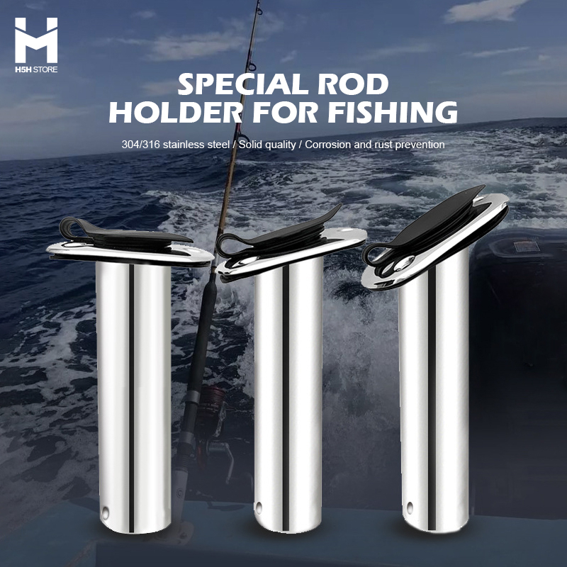 H5H 304 Stainless Steel Boat Fishing Rod Holder Flush Mount Pole Stand ...