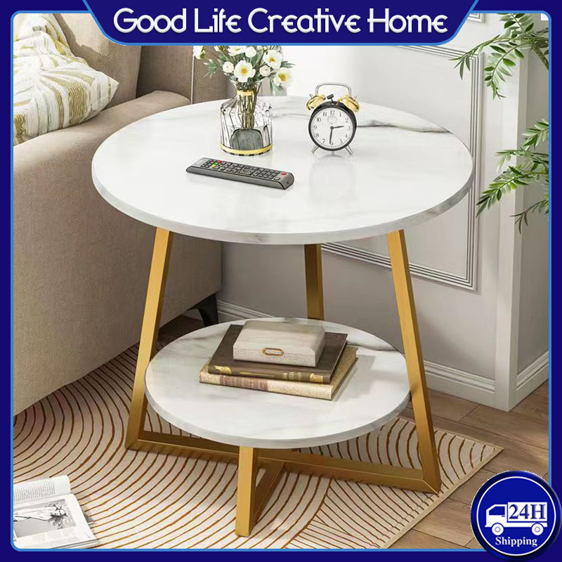 2-Layer Bedside Table Coffee table living room side table round table ...