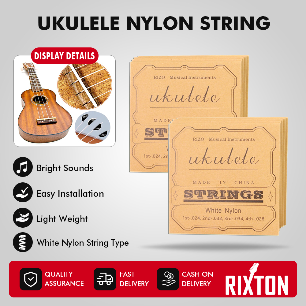 RIXTON Ukulele Strings White Nylon Set 4pcs U105 Ukulele String Nylon ...