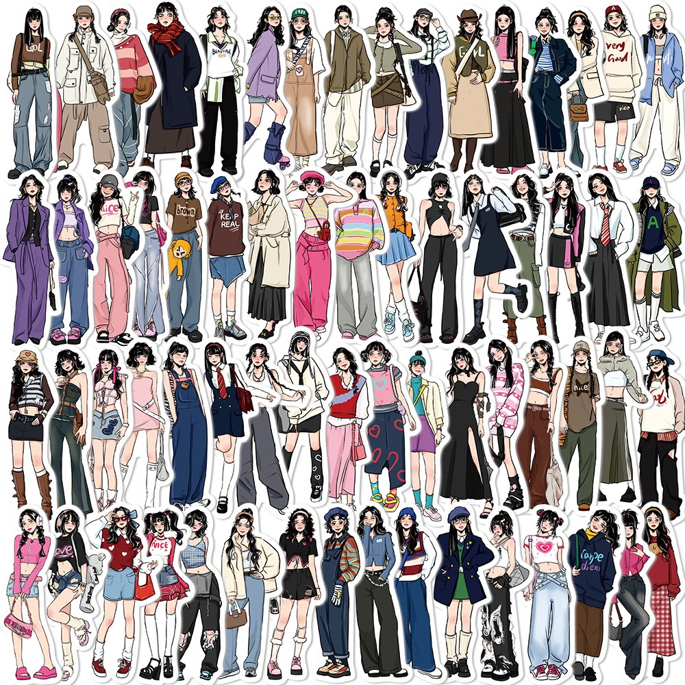 65Pcs Fashion Model Modern beauty gril Stickers DIY Fashion Waterproof ...