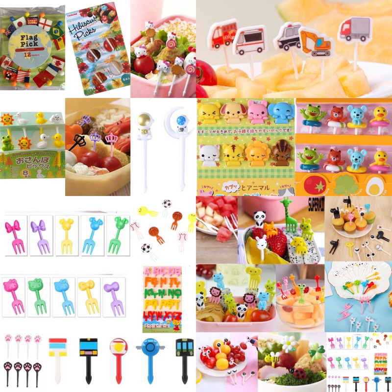 Cartoon Animal Fruit Pick Fork Bento Lunch Box Decor fruit fork ...