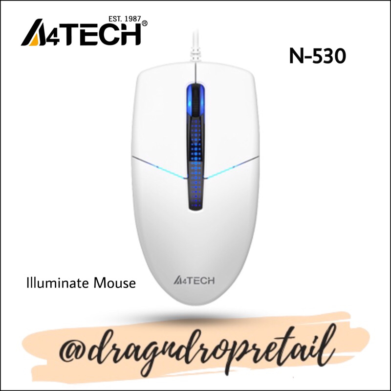 A4TECH N-530 Illuminate Backlit Wired Office Mouse USB - Black & White ...