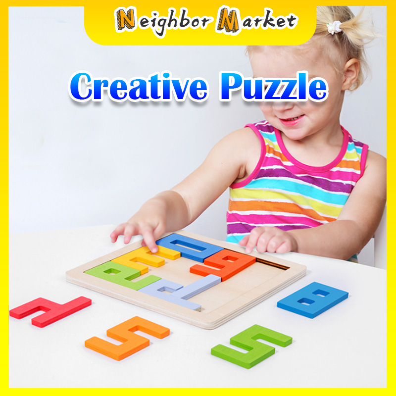 Colorful Number Puzzle Wooden Toys Kid Jigsaw Board Digital Wooden ...