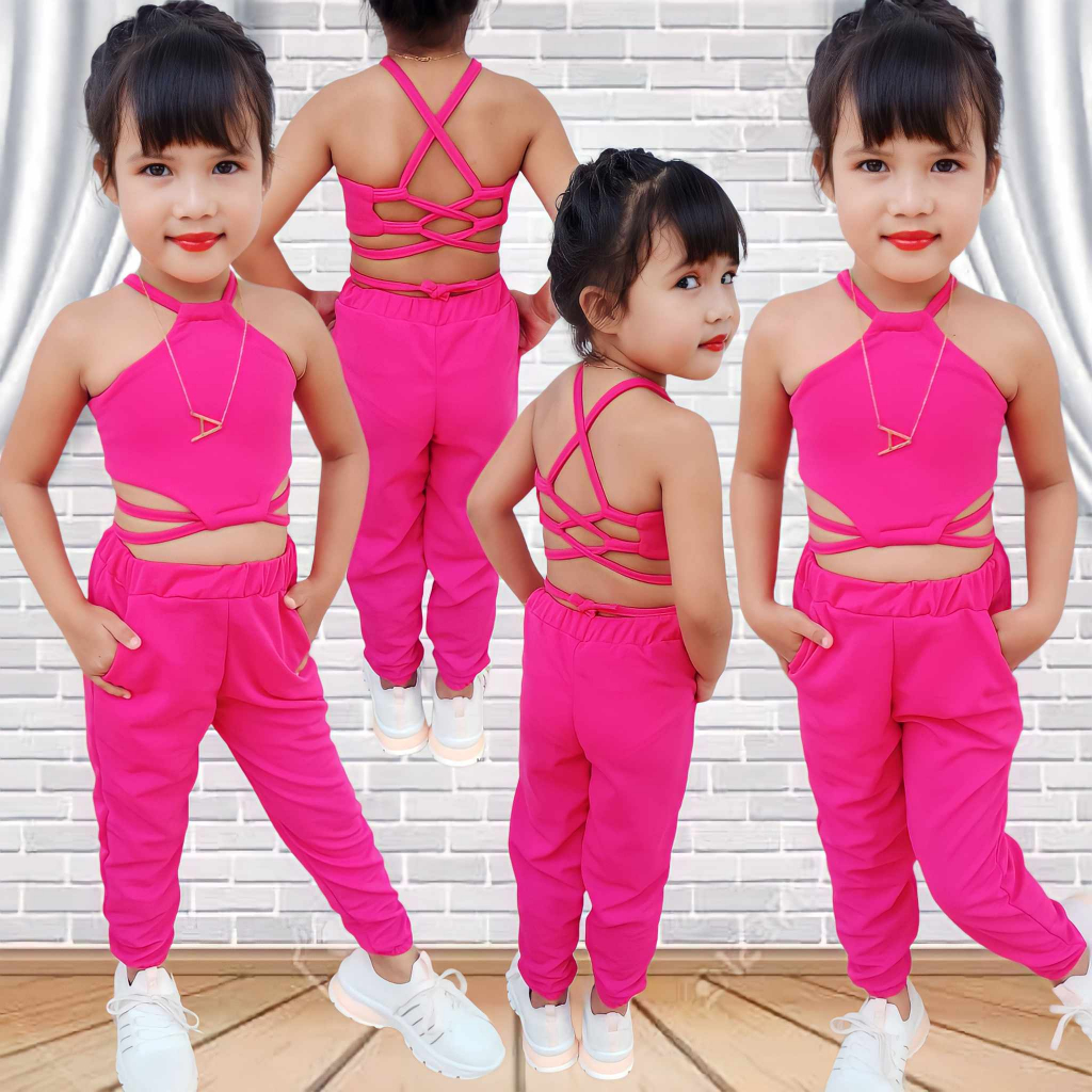 VALEN FIT 3-5 YEARS OLD KIDS TERNO CRISSCROSS CROPTOP AND JOGGER PANTS ...