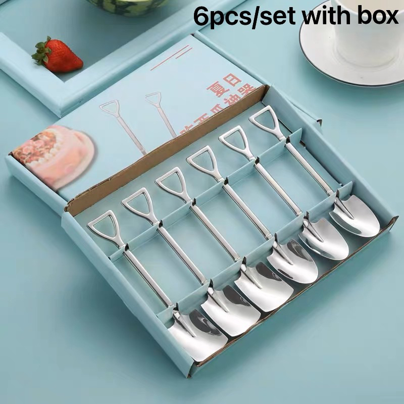 Stainless Creative Shovel Shape Spoon Set Watermelon Spoon Gift Box ...