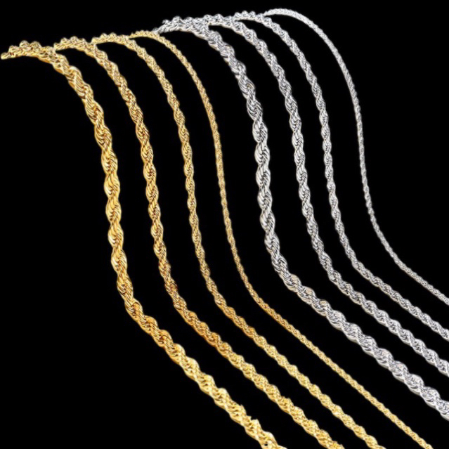Stainless Rope Chain Gold 22inch 20inch 18inch 14inch for kids and ...