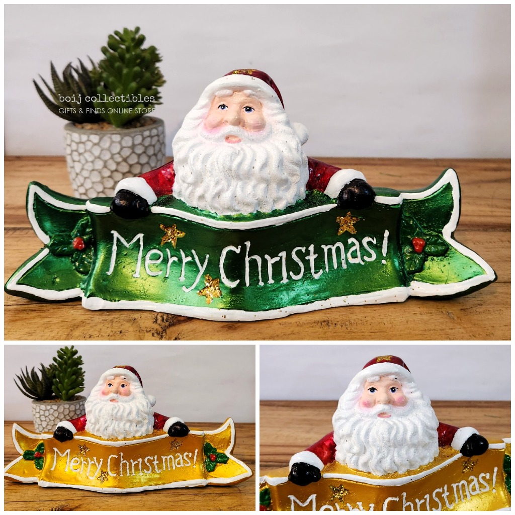 Half-body Santa Claus Holding Merry Christmas Banner Tabletop Decor ...
