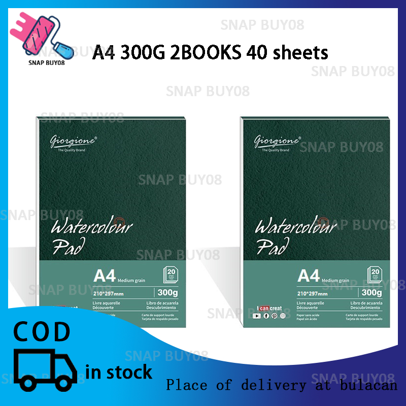 SNAP BUY08 Watercolor Pad 2 copies A4 300gsm 1 book with 20 sheets Good coloring | Shopee ...