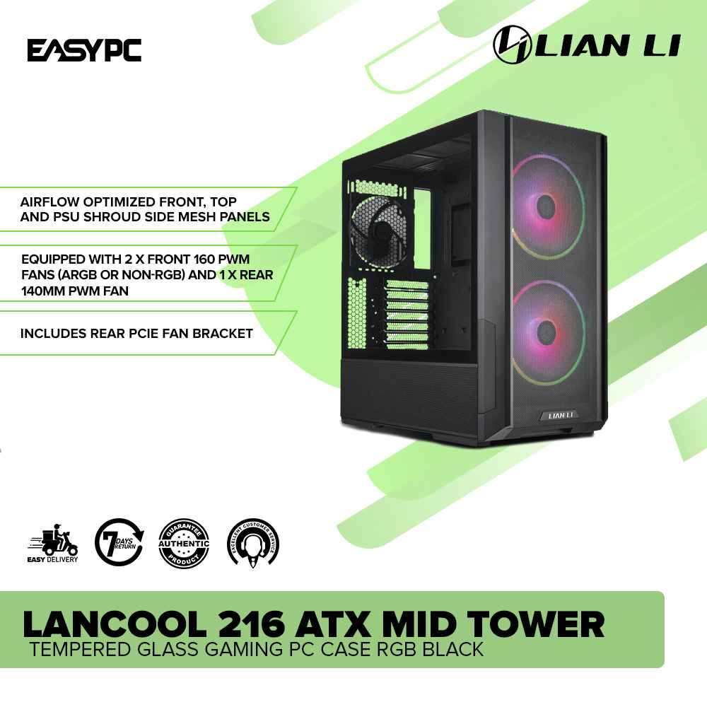 EasyPC| LianLi LanCool 216 pc case gaming| Tempered Glass| ATX Mid ...