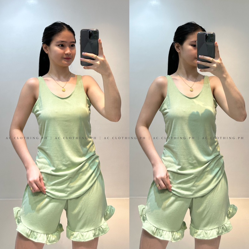 Plain sando ruffled short terno | Shopee Philippines