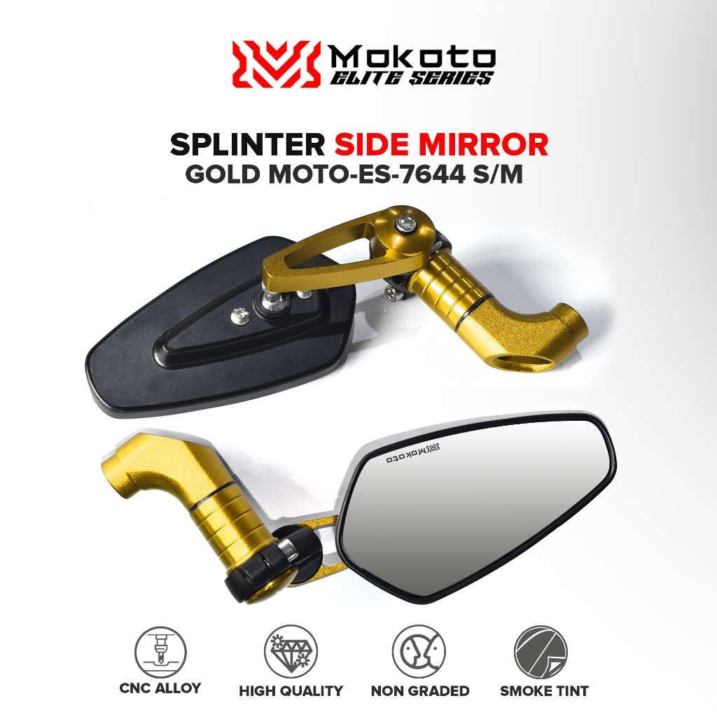 MOKOTO ELITE SERIES SPLINTER SIDE MIRROR MOTO-ES-7644/NON GRADED SMOKE ...