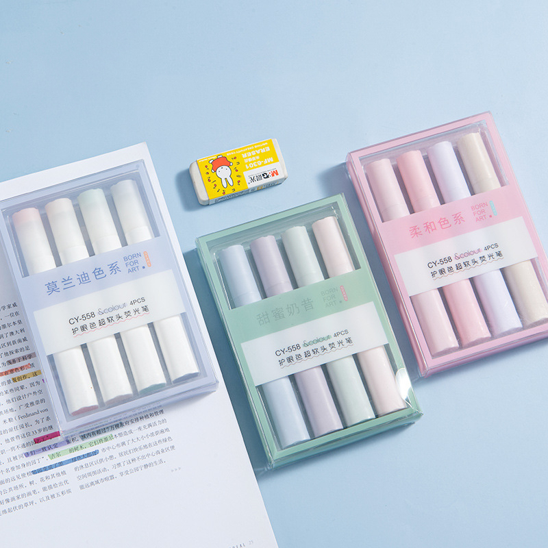 4PCS/BOX Gradient Color Highlighter Pen Morandi Color Highlighter Pen ...