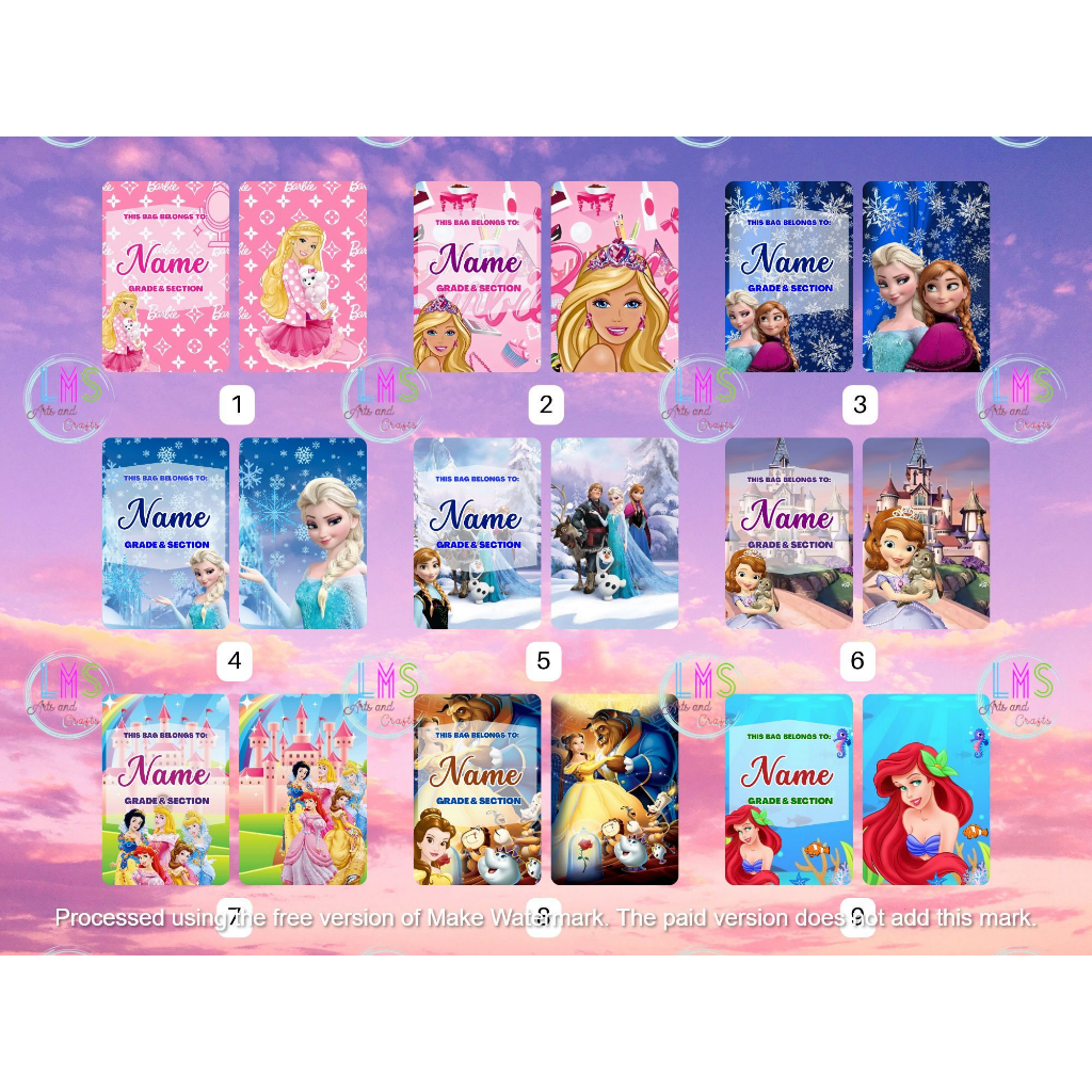 BACK TO SCHOOL BAG TAG W/ RUBBER LOOPS (ANIME, CARTOON CHARACTER, KPOP ...