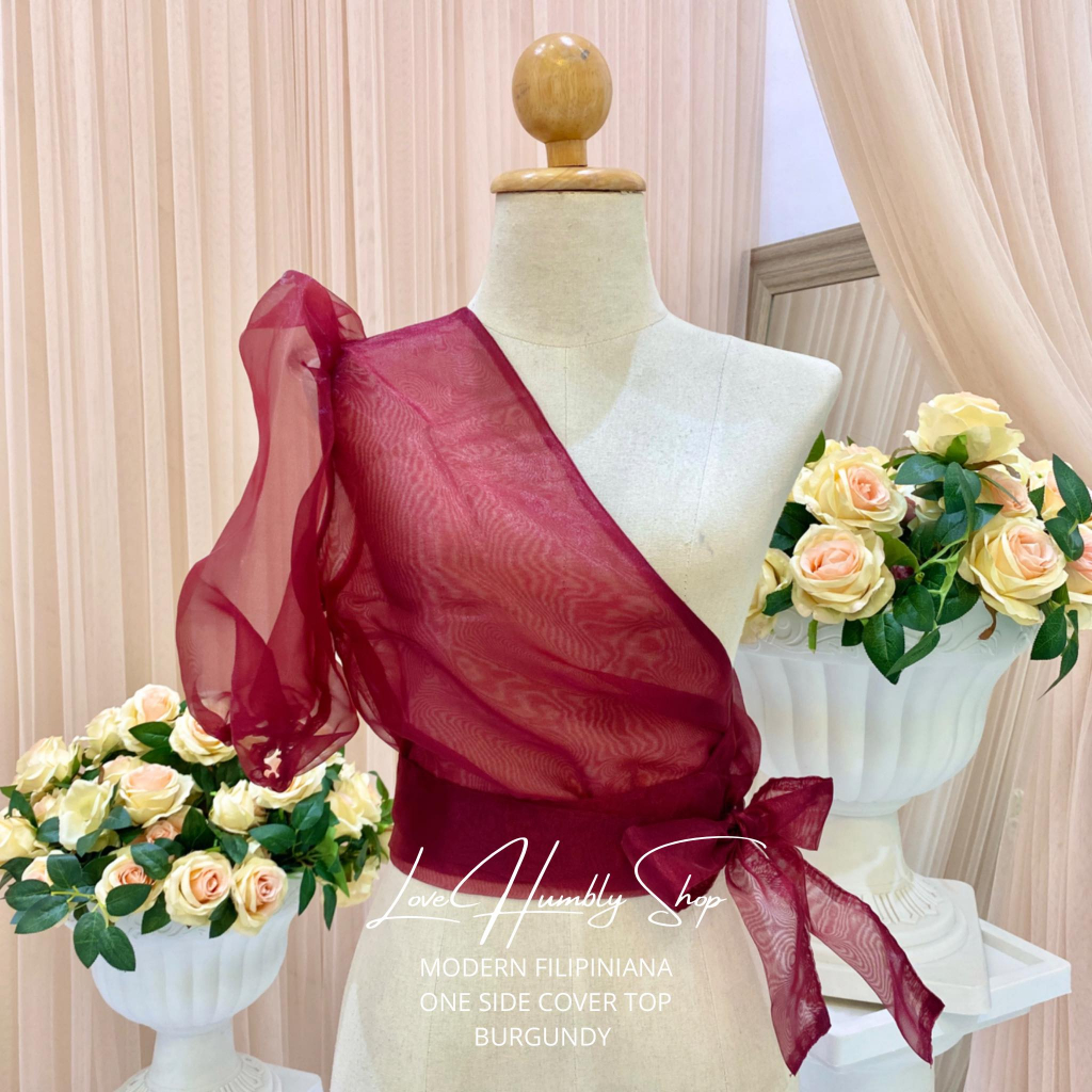 MODERN FILIPINIANA ONE SIDE COVER TOP | Shopee Philippines