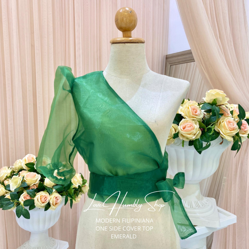 MODERN FILIPINIANA ONE SIDE COVER TOP | Shopee Philippines
