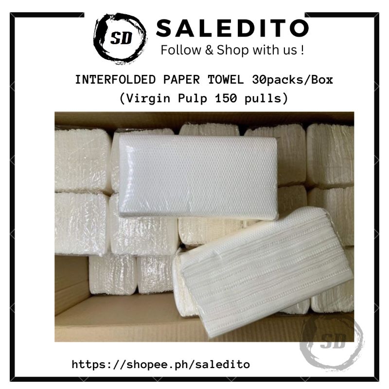 Interfolded Paper Towel 150 sheets/Virgin Pulp/30Packs/Tissue/Table ...
