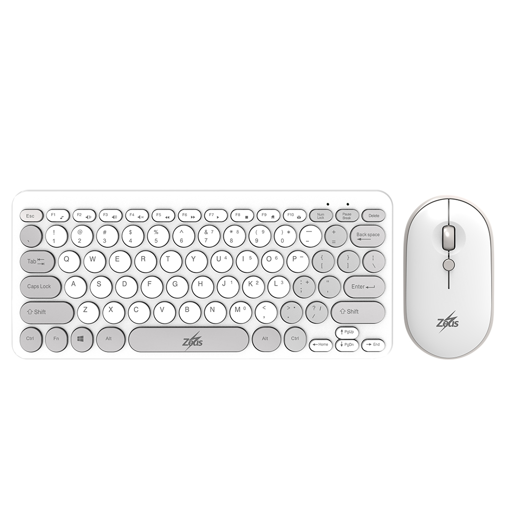 Zeus GK-500 Wireless Keyboard and Mouse 2.4GHz Wireless Retro Cute Slim ...