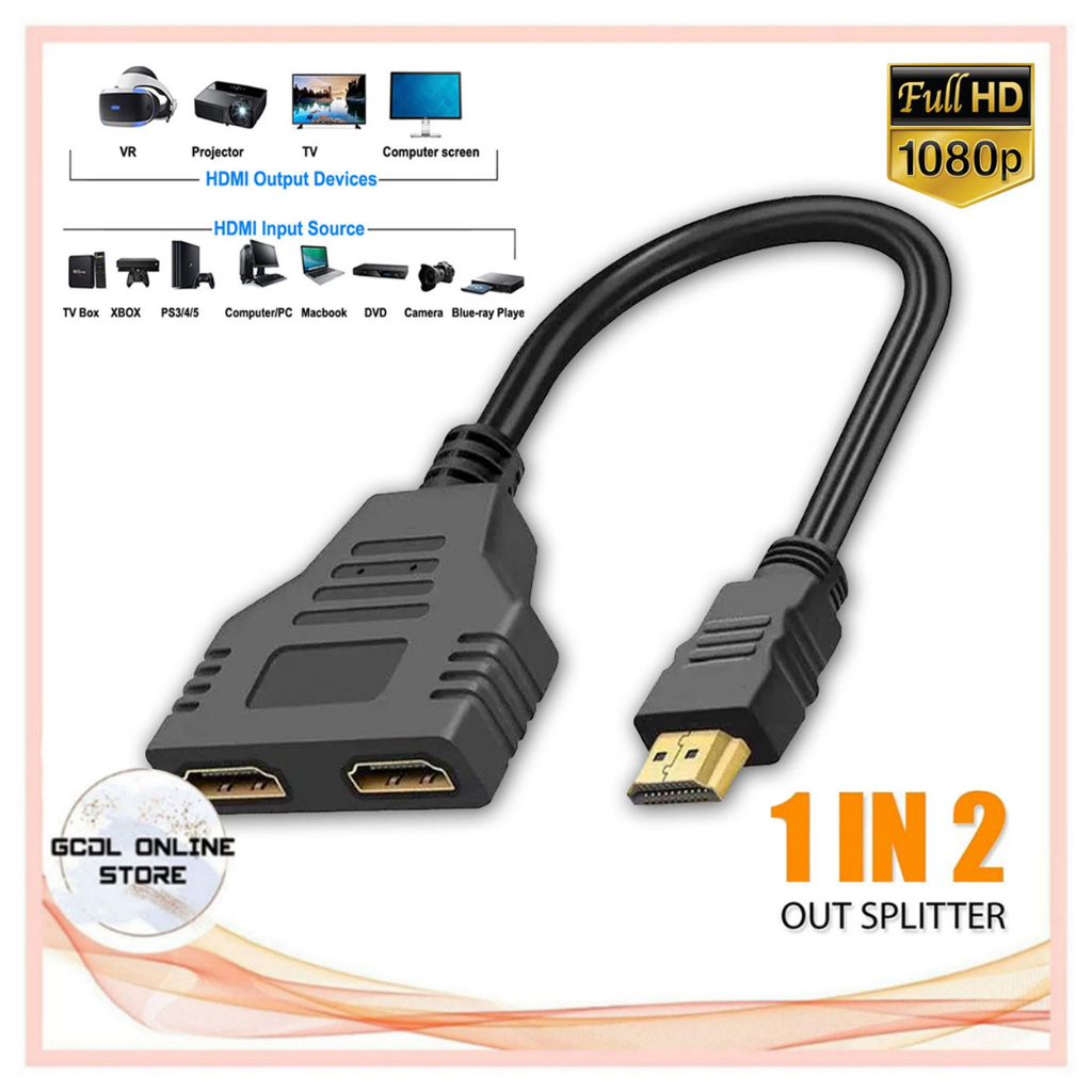 HDMI Splitter Adapter 1080P HDMI Male to Dual HDMI Female 1 to 2 Way ... HDMI Splitter Adapter 1080P HDMI Male to Dual HDMI Female 1 to 2 Way ...