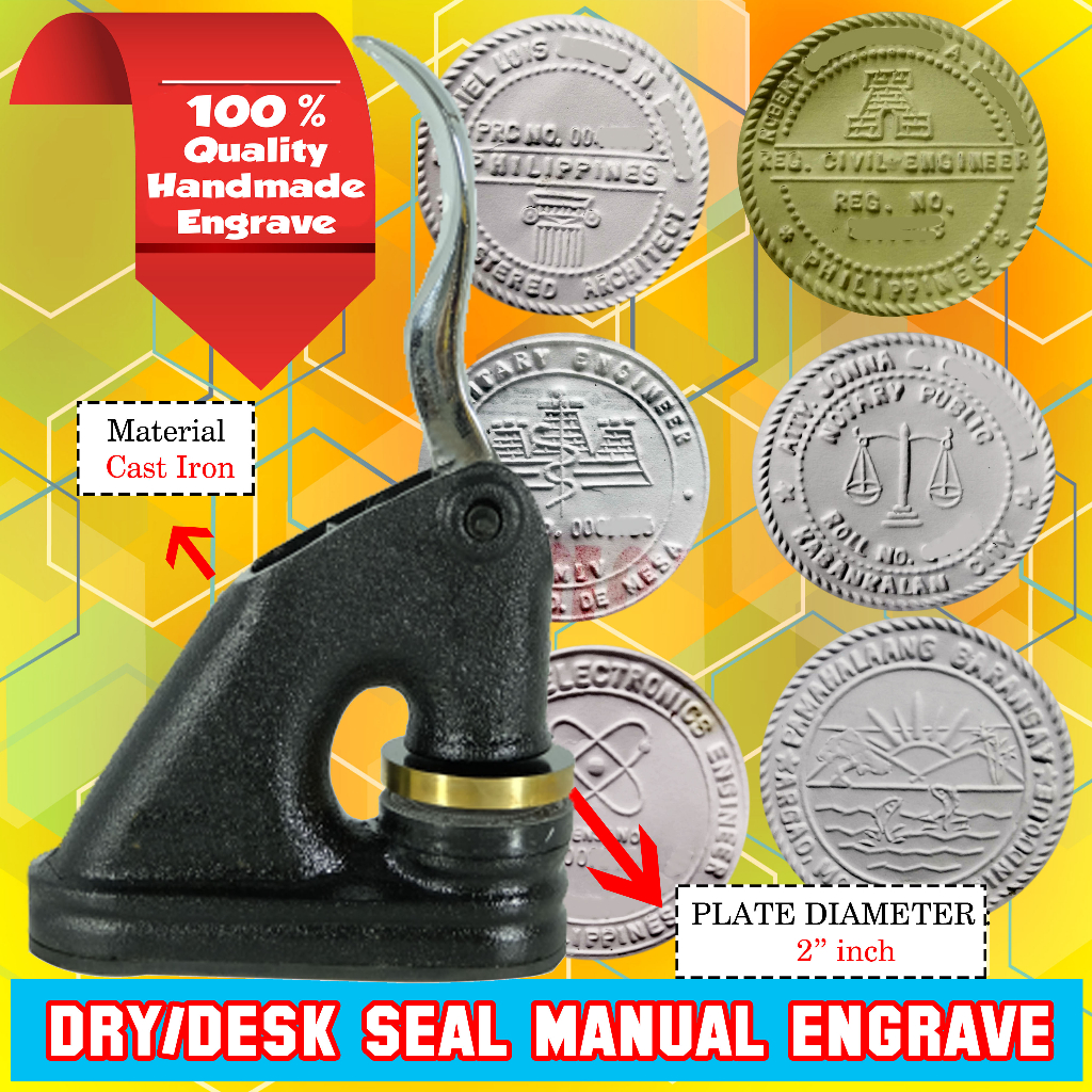 Dryseal Dry Seal Desk Seal Manual 1-2 DAYS Quality Engraving | Shopee Philippines