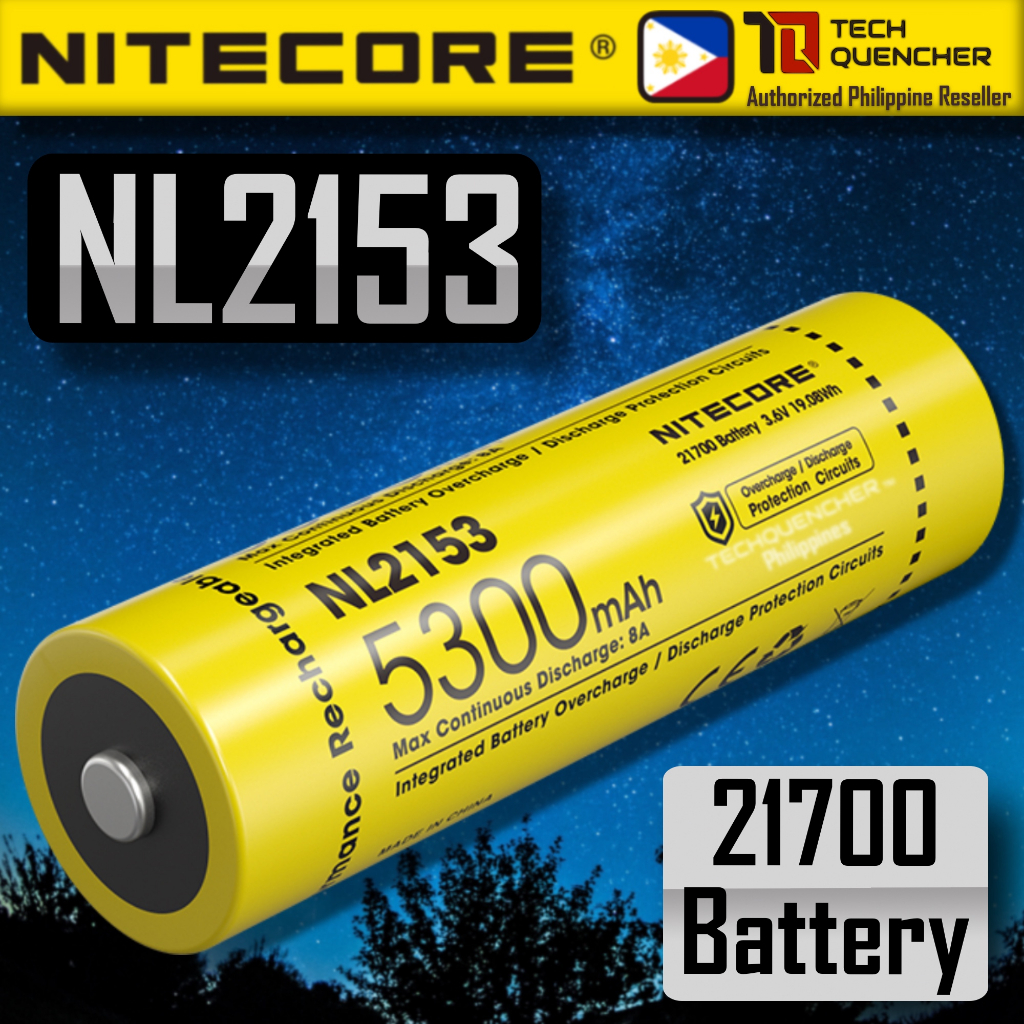 Nitecore NL2153 Battery 5300mAh 8A 21700 High Capacity Protected Li-ion ...