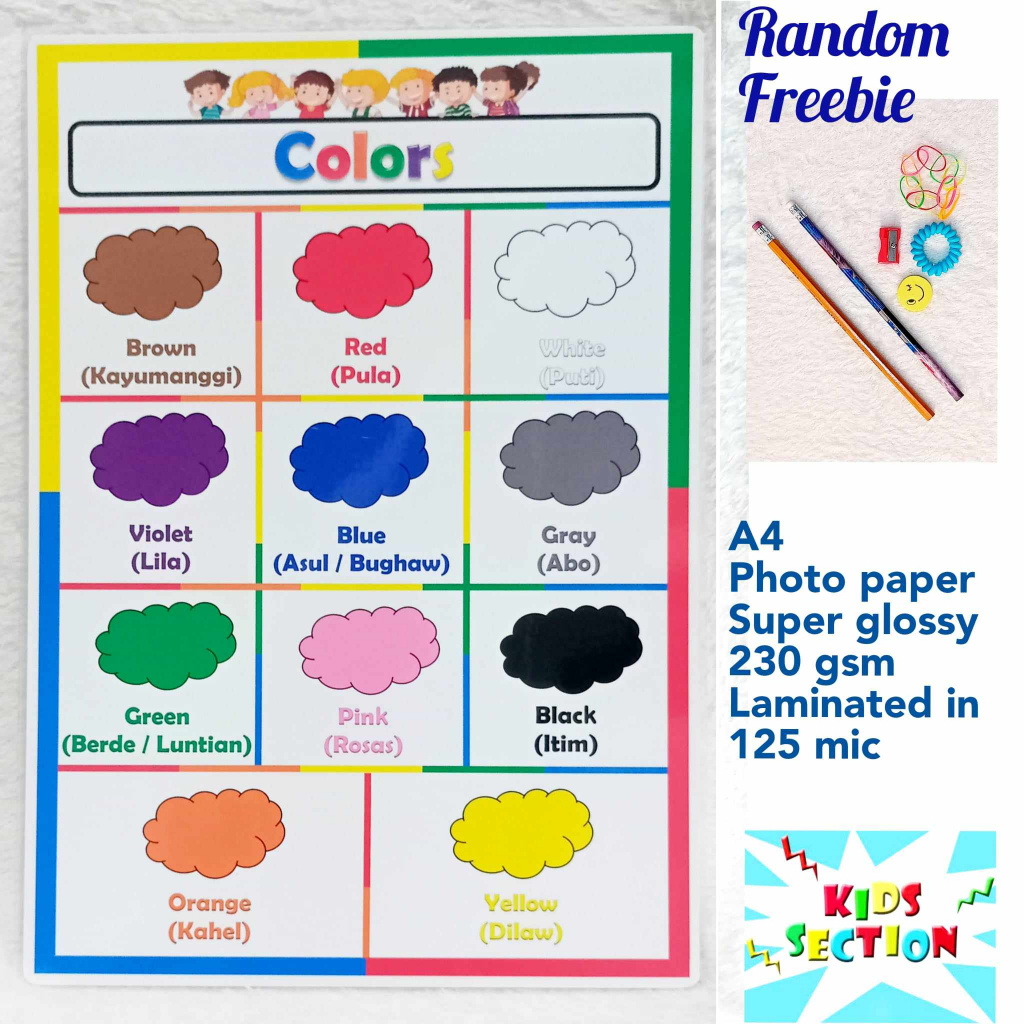 Laminated Educational Chart - Colors | Shopee Philippines
