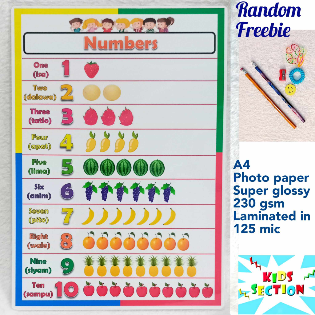 Laminated Educational Chart - Numbers | Shopee Philippines