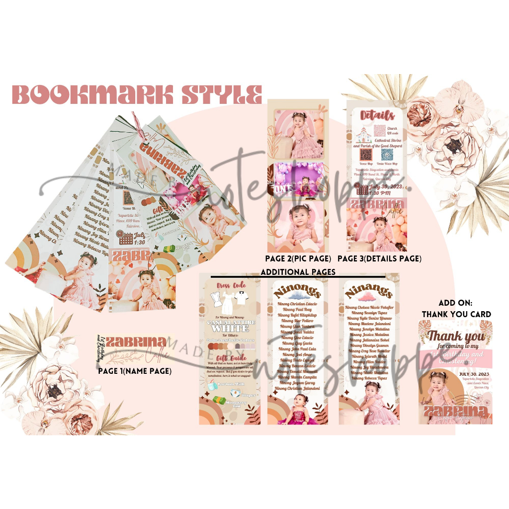 BOOKMARK STYLE INVITATION CARD. FREE LAYOUT | Shopee Philippines