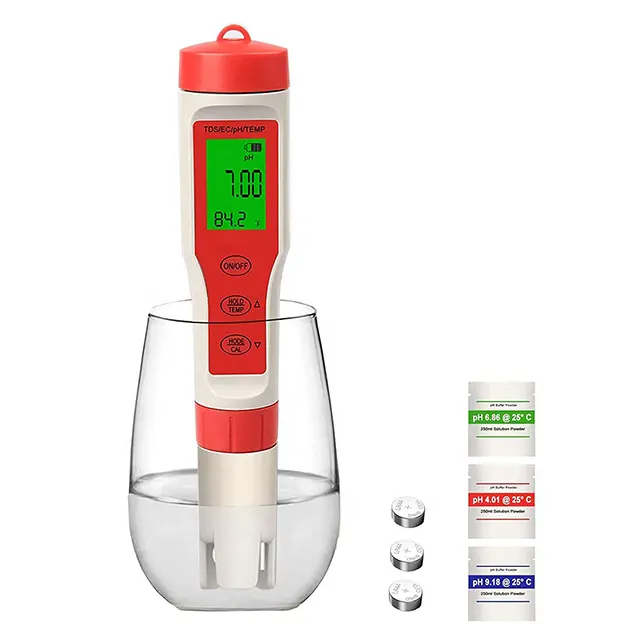4 in 1 PH/TDS/EC/TEMP Temperature Digital TDS Meter for Hydroponocs ...