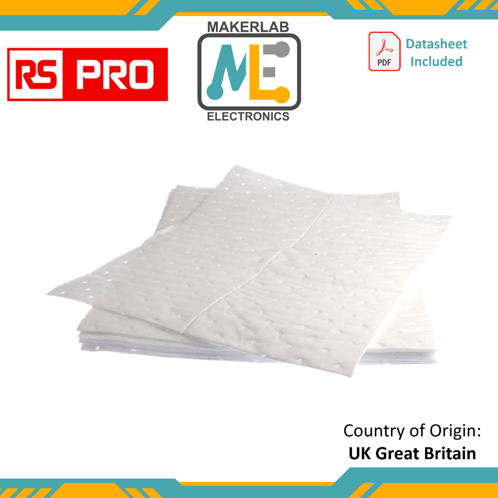 RS PRO Pad Spill Absorbent for Oil Use, 90 L Capacity, 100 per Pack ...
