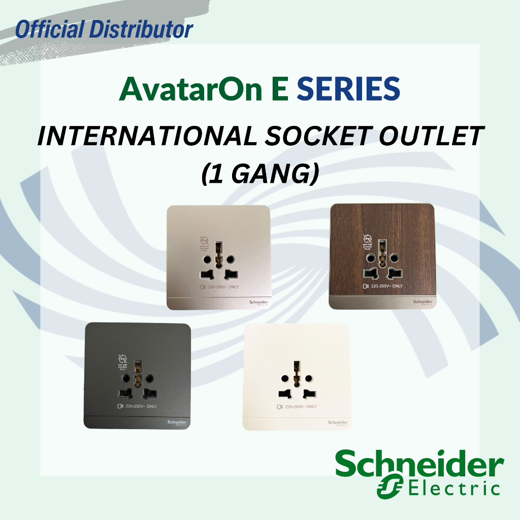 Schneider AvatarOn E 3"x3" 16A 250V 1 Gang International Socket Outlet ...