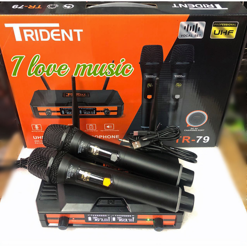 UHF Trident TR-79 Professional Dual Rechargeable Wireless Microphone ...