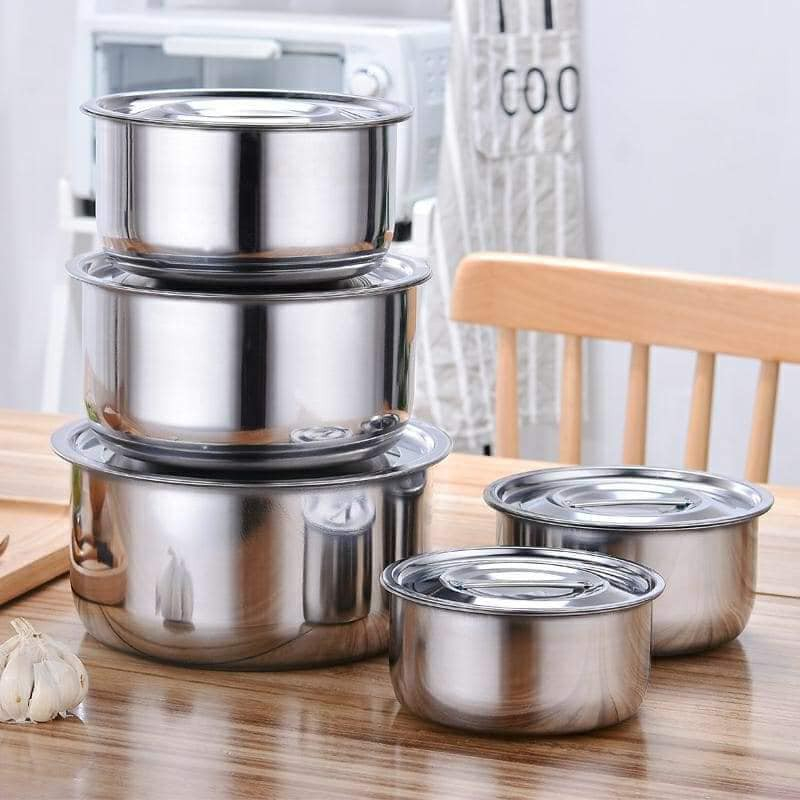 5PCS Stock Pot Stainless Steel Cookware Set High Quality Casserole ...
