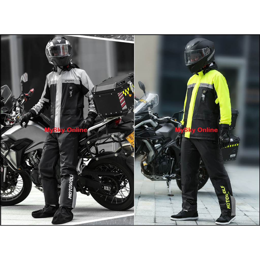 Original MOTOWOLF® V2 / V2B Raincoat with Attached Shoe Cover & 2 ...